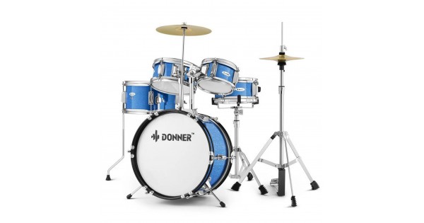 Donner EDS-220 14-inch 5 Parça Mini Akustik Davul (Metallic Blue)
